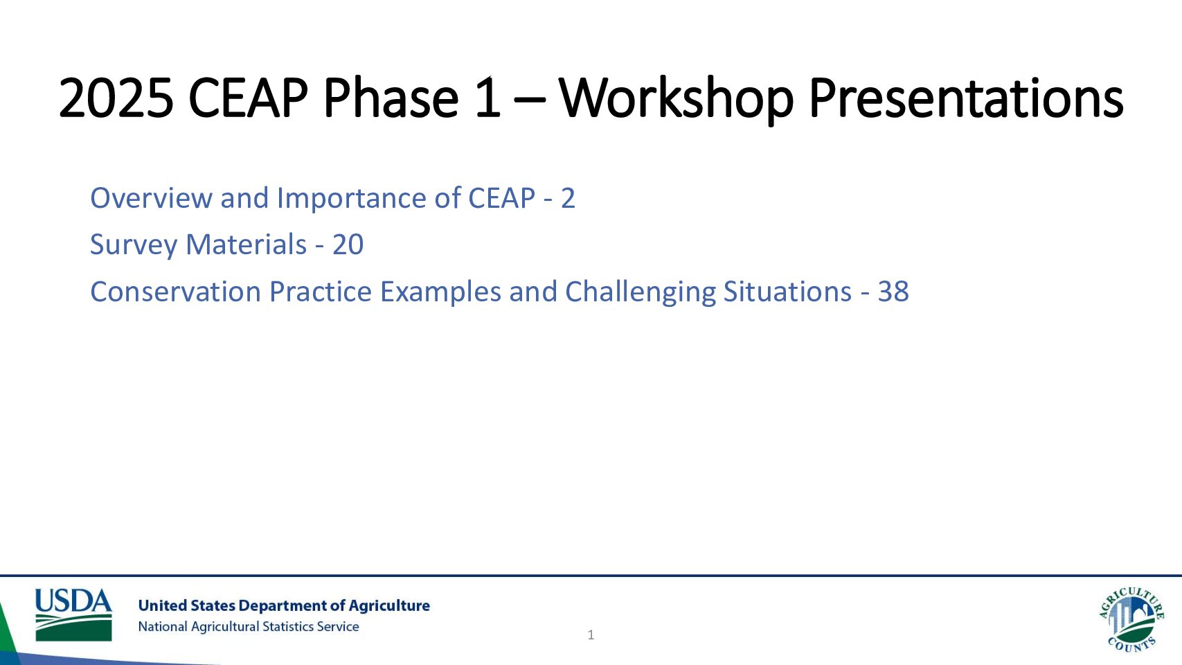 CEAP Phase 1 Workshop Slides - NASDA
